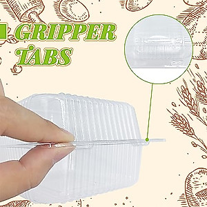 OJYUDD 200 Pack Clear Plastic Square Hinged Food Container,Disposable To Go Containers with Clear Lids,Take Out Square Clamshell Food Boxes for Dessert,Cakes,Cookies,Pasta,Sandwiches