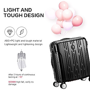 OIWAS Carry on Luggage with TSA Lock, Space Widening Horizontally Travel Suitcase, 8 Spinner Wheels Carry on Suitcase for Outdoor Travel Business Weekender(black, 2-Piece Set(20/26))