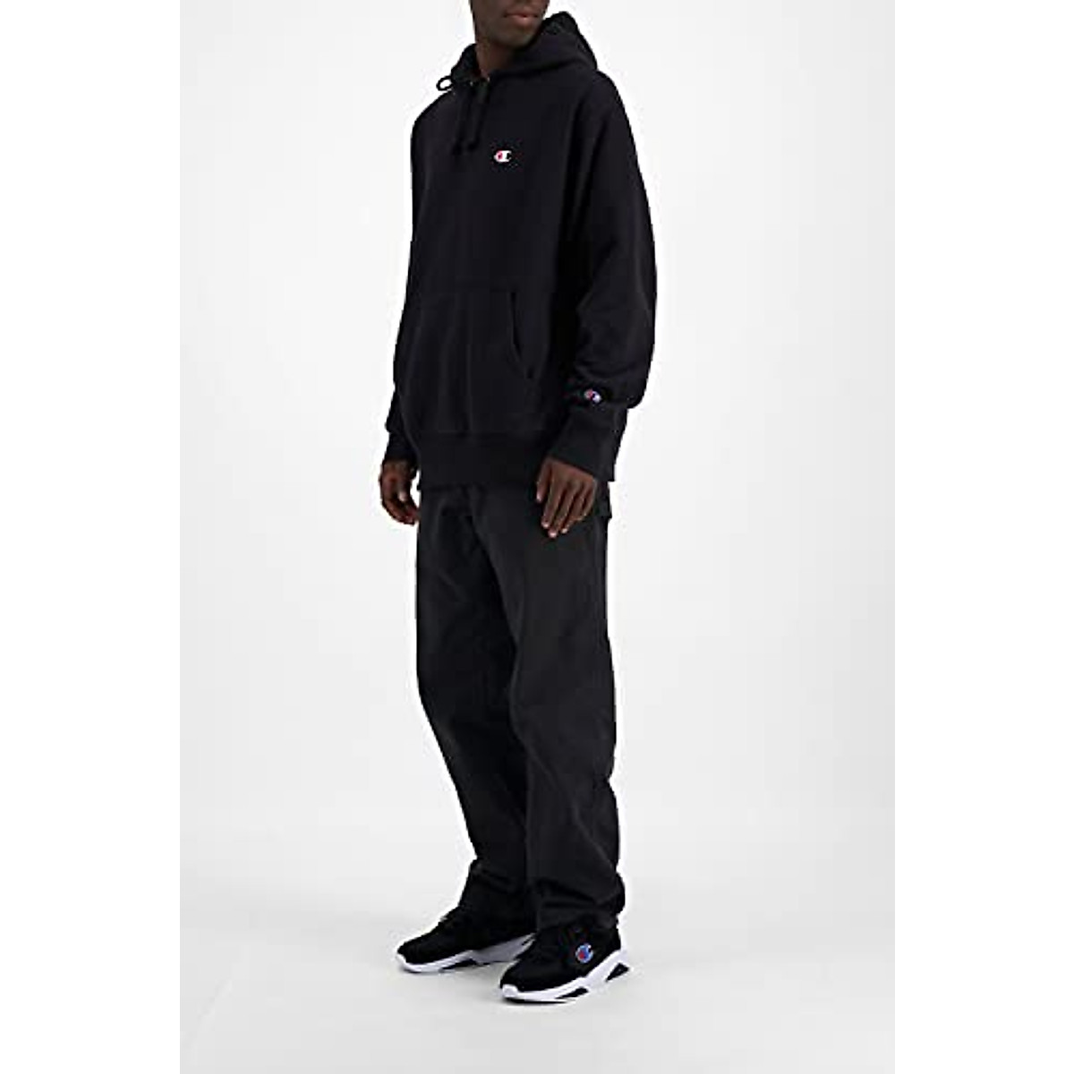 Champion mens Reverse Weave Pullover, Left Chest C Hoody, Black-y06145, Medium US