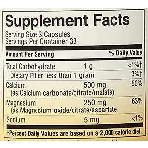 Nature's Way Calcium & Magnesium Mineral Complex, Supports Bone Health*, 750 mg per serving, 100 Capsules
