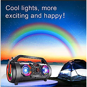 Portable Bluetooth Speaker with Subwoofer, Wireless Speakers with Booming Bass, FM Radio, RGB Lights, EQ, Stereo Sound, 10H Playtime, 30W Loud Speaker for Home, Outdoor, Party, Camping, Travel