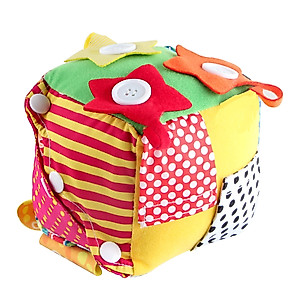 KAKIBLIN Cubic Activity Learning Toy with Zippers, Latches, Buckles, Laces, Snaps, Buttons and More - Perfect for Toddlers at Home, on Airplanes, Cars or Travel