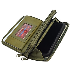 Swiss Marshall Women's RFID Blocking Double Zipper Smartphone Leather Wallet with Removable Checkbook Holder (Green)