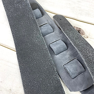 Walker And Williams STR-02 Distressed Elephant Gray Top Grain Thick Italian Leather Guitar Strap For Acoustic, Electric, And Bass Guitars