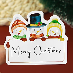 120pcs Christmas Gift Tags Stickers Adhesive Blank Gift Labels Name Tag Stickers for Presents Wrap Cute Santa Penguin Snowman Elk Gnome Design