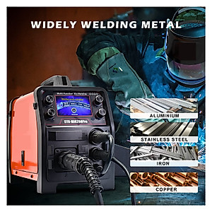 RADNA Portable Home Beginner Lightweight Welder 5 in 1 MIG MAG Welder with MMA TIG Gas Gasless Welding Machine Aluminium SYN-MIG200Pro Inverter Semi-Automatic IGBT 2T/4T (Color : Combination A)