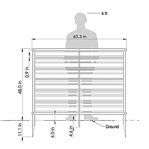 Enclo Privacy Screens EC18015 4 ft H x 5.3 ft W Fresno Outdoor Privacy Fence Screen WoodTek Vinyl No-Dig Kit 2 Panels, Charcoal