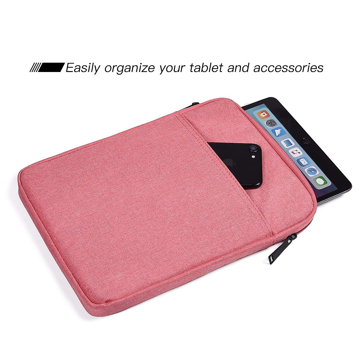 9-11 Inch Tablet Sleeve Case Bag for iPad 10.2 2021-2019, iPad 10th 10.9 2022, iPad Pro 11 M4/Air 11 M2, iPad Air 5/4 10.9, Samsung Galaxy Tab A8 10.5, Fit Apple Smart Keyboard, Pink