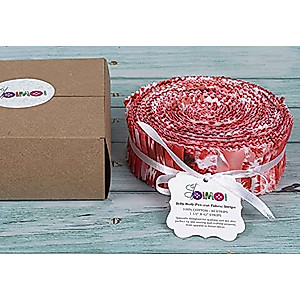 Soimoi 40Pcs Tie Dye Print Precut Fabrics Strips Roll Up 1.5x42inches Cotton Jelly Rolls for Quilting - Red