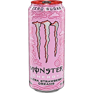 Monster Energy Ultra Strawberry Dreams, Sugar Free Energy Drink, 16 Ounce (Pack of 15)