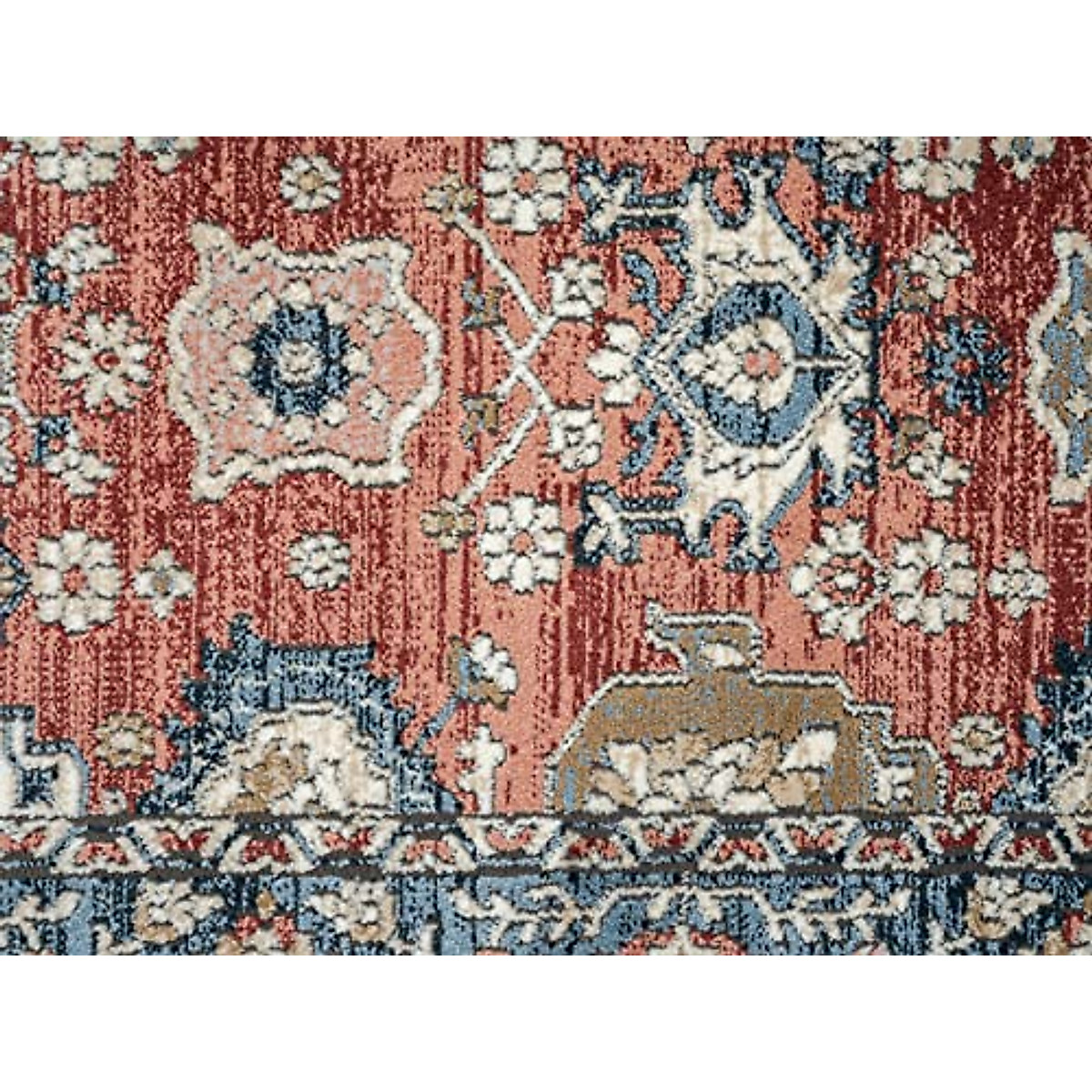 Abani Savoy Collection Area Rug - Red and Cream Vintage Design - 6' x 9' - Easy to Clean - Durable for Kids and Pets - Non-Shedding - Medium Pile - Soft Feel - for Living Room, Bedroom & Office