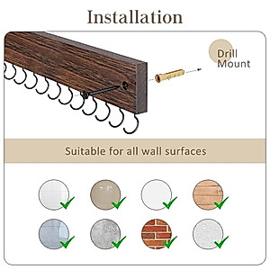 Lolalet Wooden Necklace Holder for Wall with 15 Hooks, Necklaces Hanger Easy Install Wall Mount Necklace Organizer, Jewelry Hangers for Chains, Bracelets, Earrings -Brown