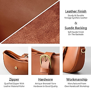 Vegan Leather Vintage Shoulder Bag For Women (Black)