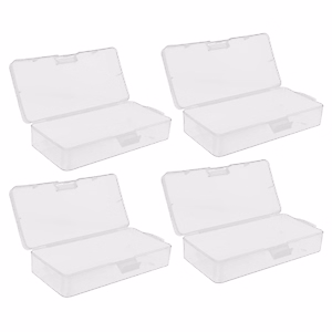 4 Packs Small Plastic Boxes,Clear Plastic Storage Container Bins with Latching Lids,Stackable Craft Box Containers for Craft Supplies and Little Bits,Organizing Container for Home, Office