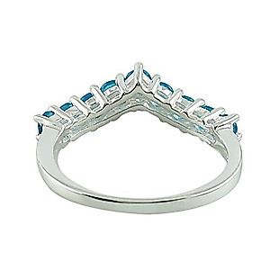 Carillon 0.62 Carat Neon Apatite Round Shape Natural Non-Treated Gemstone 10K White Gold Ring Engagement Jewelry for Women & Men