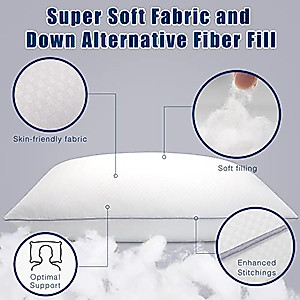 Piwaal Bed Pillows for Sleeping 2 Pack, Standard Size Pillows Set of 2,Down Alternative Filling, Pillow for Back, Stomach or Side Sleepers Grey