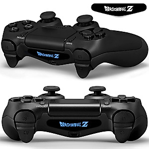 PS4 Slim Skin Sticker for Console and 2 DualShock Controllers Full Wrap Vinyl Decal Protective Cover Faceplate for Son Goku Soku Compatible with Sony PS4 Slim, Blue