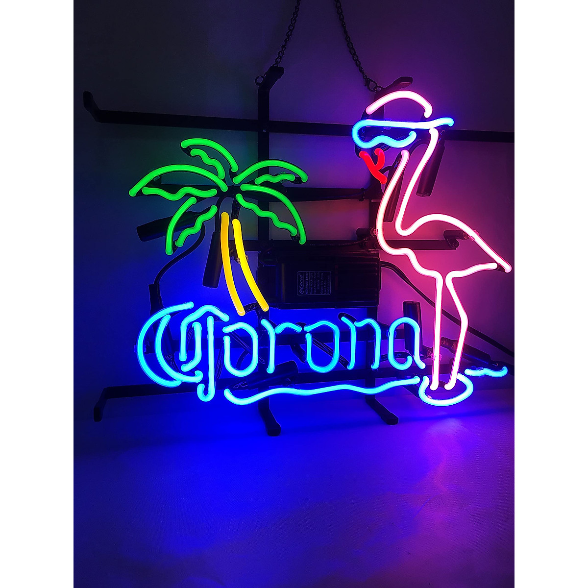 Neon Signs Corona Flamingo Palm Tree Beer Bar Bistro Real Glass Man Cave Custom Neon Sign Wall Decor