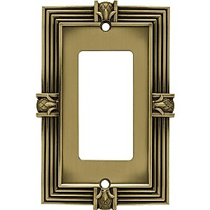 Franklin Brass 64473 Pineapple Single Duplex Outlet Wall Plate, Tumbled Antique Brass