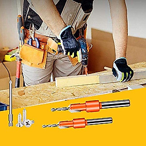 6 PCS Wood Hole Countersink Drill Bit Set with Hex Key Wrench, Hole Drill Bit Timber Screw Hole Cutter for Carpentry Woodworking (Individually Box Packaging)