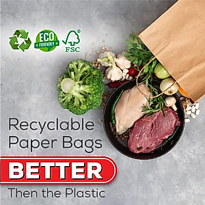 QUIDDITY WARE Paper Bags with Handles 100pcs-[8x4.5x10.5] Bulk. For Gift Bags, Wedding Bags, Party Bags, Shopping Bags, Kraft Bags, Retail Bags