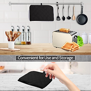 KINMAD Polyester Fabric Quilted Four Slice Bread Toaster Cover Bakeware Protector, Dust and Fingerprint Protection- Best Gift for Mother, Black