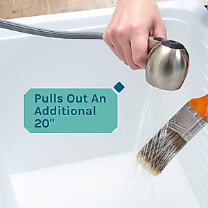 JS Jackson Supplies Dual Handle Pull Out Faucet, Stainless Steel Finish, 4 Inch Center Set, Universal Utility Sink or Laundry Tub ABS Plastic Faucet with Spray Setting