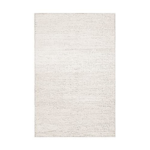 Superior Hand-Braided Wool Indoor Large Area Rug, Rustic Style, Home Floor Decor for Living Room, Kitchen, Dining, Bedroom, Dorm, Office, Nursery, Cotton Backing, Aero Collection, Off White, 4' x 6'