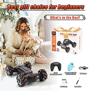 FUUY RC Drift Car Hot Wheels Smart Hand Controll RC Car Double-Sided Driving RC Drift Trunk Twist Remote Control Car for Teen Boys Idea