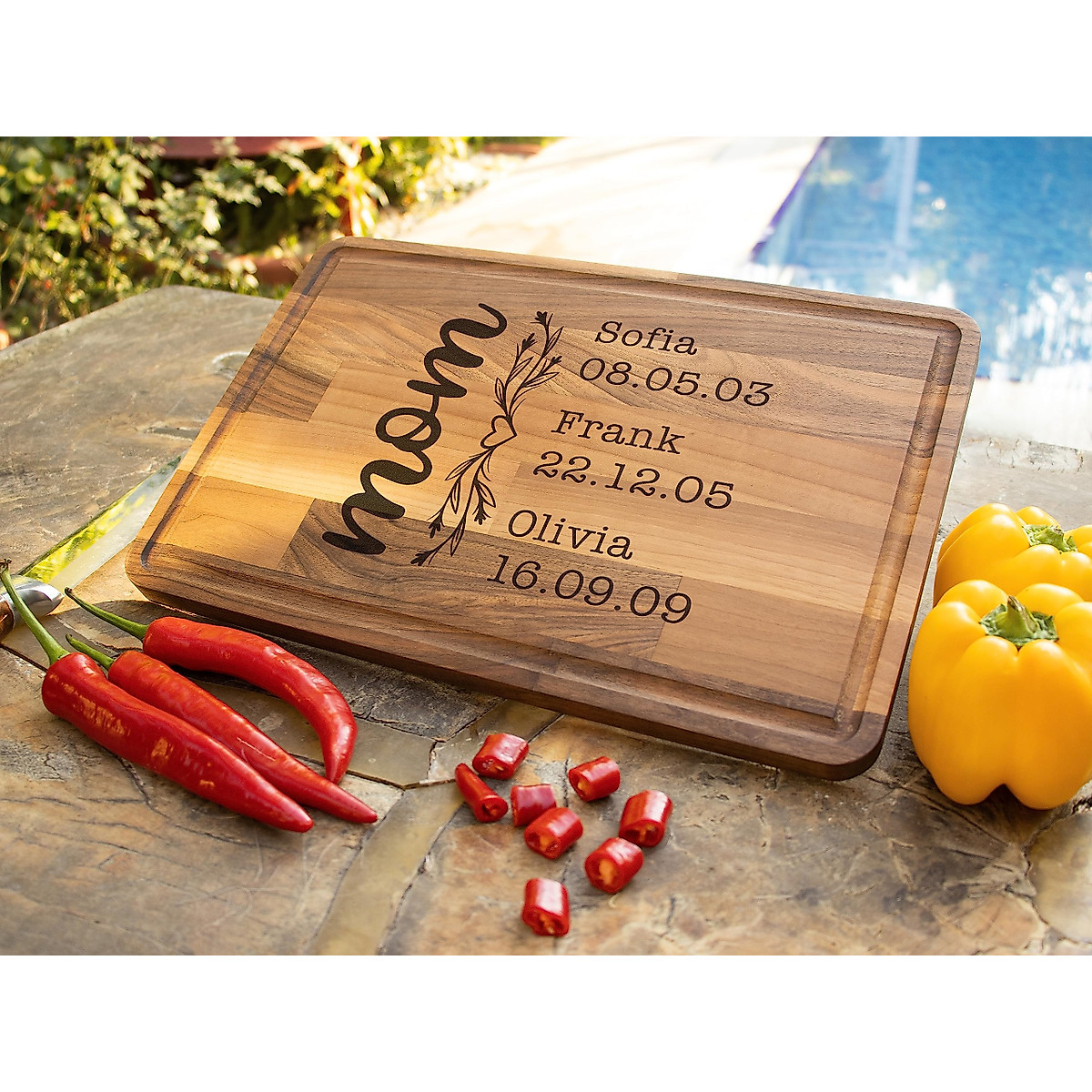Personalized Cutting Board | Customized Cutting Board | Custom Cutting Board Wood Engraved | Custom Meat Board | Mother's Day Gift | Gifts for Mother | Personalized Gifts (Without Handle)
