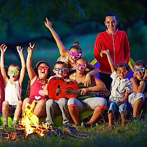 24 Packs LED Glasses for kids Glow in the dark Party Supplies Favor,6 LED 6 Shapes Glasses Flashing Plastic Light up Glass Toys Bulk 3 Replaceable Battery fit New Year Eve Party Supplies 2025 Holiday