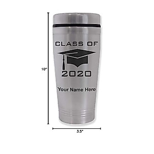 LaserGram 16oz Commuter Mug, Grad Cap Class of 2023, 2024, 2025, 2026, 2027, Personalized Engraving Included