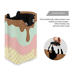 ALAZA Sweet Ice Cream Texture Laundry Basket Hamper Large Storage Bin with Handles for Baskets, Bedroom, Clothes