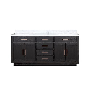 Bell+Modern Shelter 72 in W x 22 in D Black Oak Double Bath Vanity and Carrara Marble Top