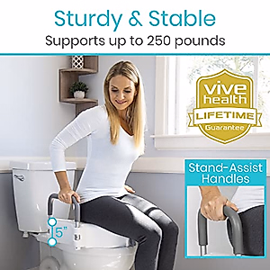 Vive Raised Toilet Seat - 5" Portable, Elevated Riser with Padded Handles - Elongated and Standard Fit Commode Lifter - Bathroom Safety Extender Assists Disabled, Elderly, Seniors, Handicapped (1)