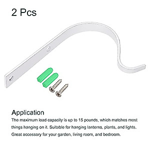 MECCANIXITY Iron Wall Hooks Hanging Bracket 4 Inch Indoor Outdoor for Hanging Lanterns Plants and Lights (White, Pack of 2)