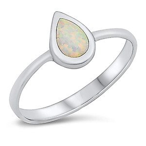 Simple Teardrop Statement Ring New .925 Sterling Silver Band Size 7