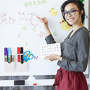 Simetufy 2pcs Magnetic Pen Holder, Magnetic Whiteboard Marker Holder, Mgnetic Pencil Holder for Refrigerator, Magnetic Pencil Holder for Locker(White)