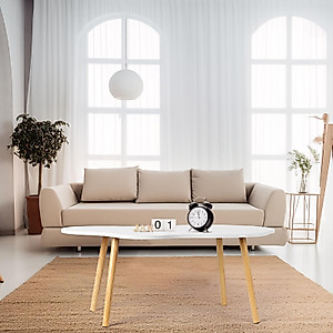 Modern Coffee Table Small White Coffee Tables for Small Space Unique Simple Cloud Center Table with Wood Frame for Living Room 20" D x 40" W x 16" H, Dining Table for Living Room Home Office White