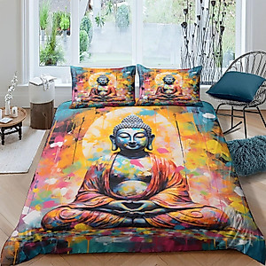 NACHO YAFA Buddha1 Duvet Cover Comforter Covers 3D Printed Bedding Set Quilt Cover 3 Pieces for Childrens and Adults Microfiber with Pillowcases with Zipper Closure Queen（228x228cm）