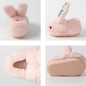 Girls Toddler Slippers Boys House Shoes for Little Kids Cute with Bunny Design Plush Indoor Slippers Non-Slip Pink 5-5.5 Infant