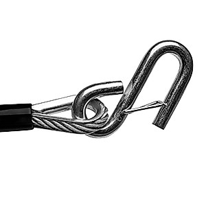 DocksLocks Trailer Safety Towing Cables, Self Coiling Weatherproof Vinyl Coated with Snap Hook Safety Latches, 48” Length, 2 Pack (5000 lbs Break Force)