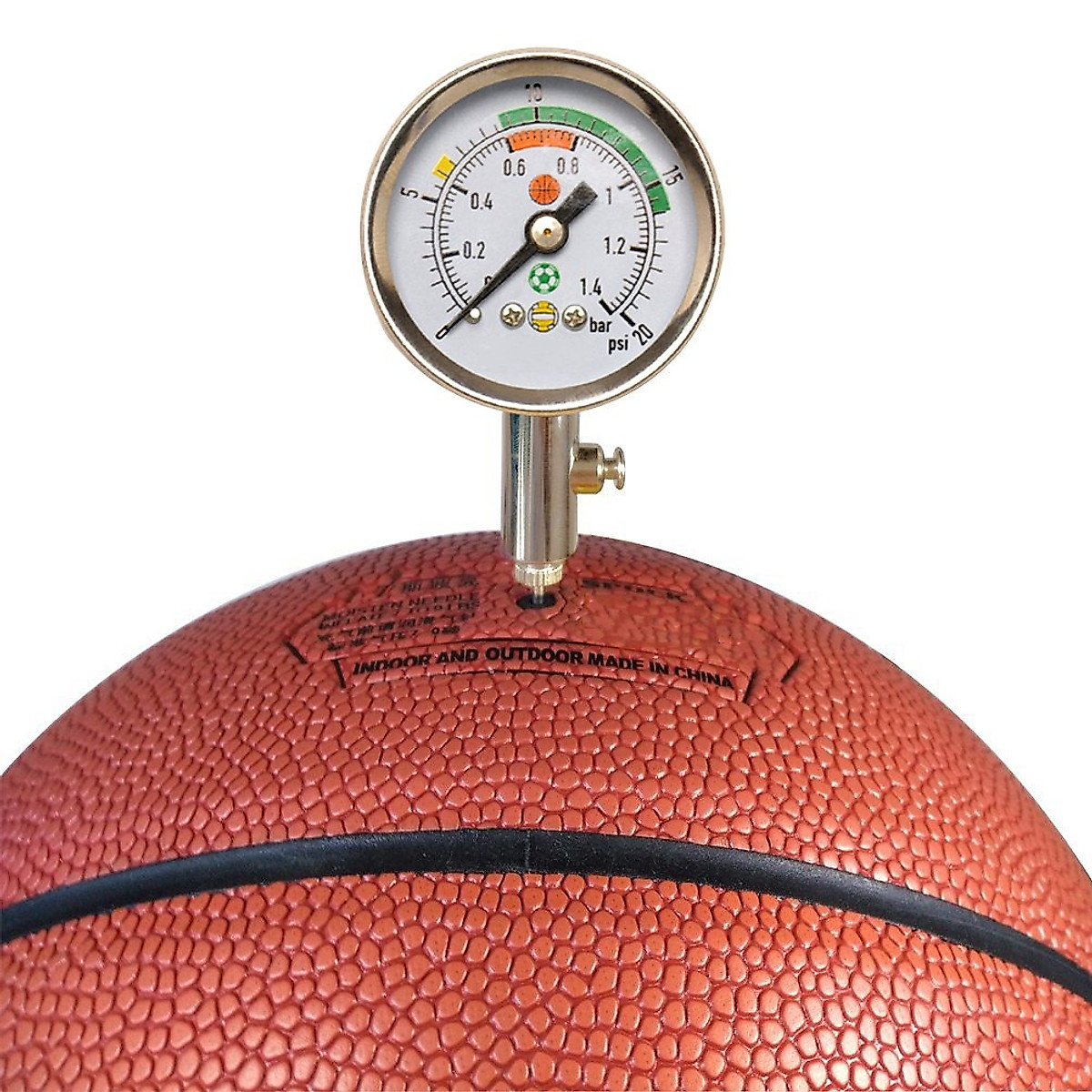 Haploon Accurate Ball Pressure Gauge Heavy Duty Metal Made,Test and Adjust The Pressure for Football Soccer Rugby Basketball Volleyball and Other Balls