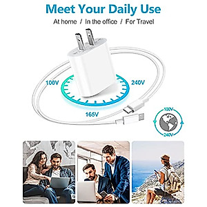 20W USB C Fast Charger for iPad Pro 12.9, iPad Pro 11 inch 2022/2021/2020/2018, iPad Air 5th/4th, 2022 iPad 10th Generation, iPad Mini 6, PD Wall Charger with 6.6foot USB C to C Charging Cable