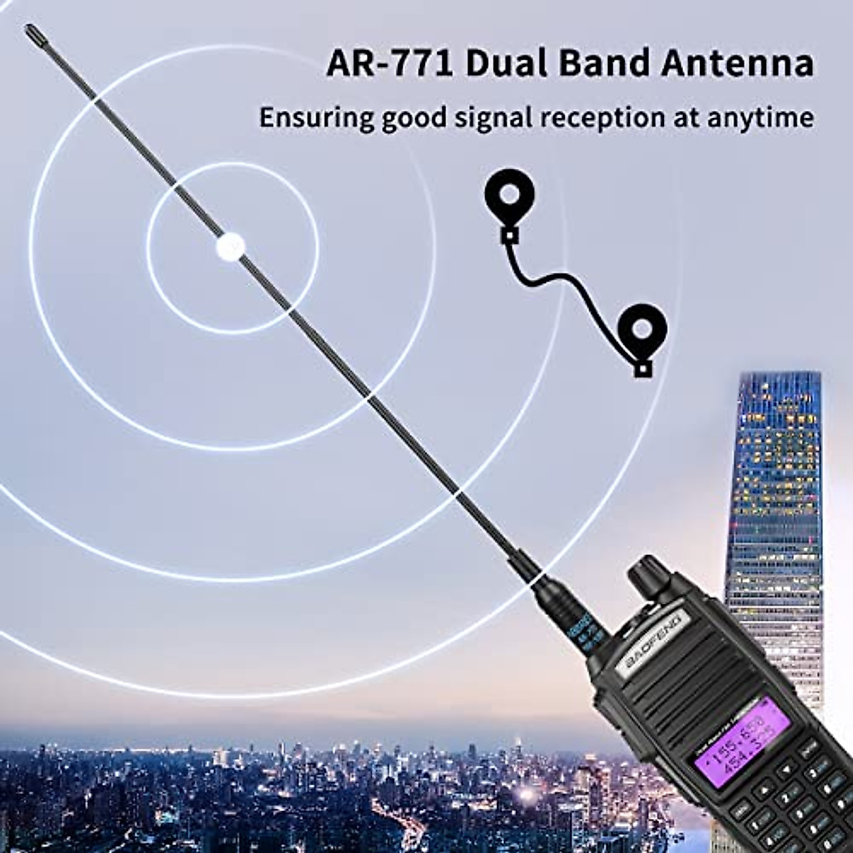 BaoFeng UV-82 High Power BaoFeng Radio Ham Radio Dual PTT Dual Band Portable Walkie Talkies with Extra Earpiece, AR-771 Antenna
