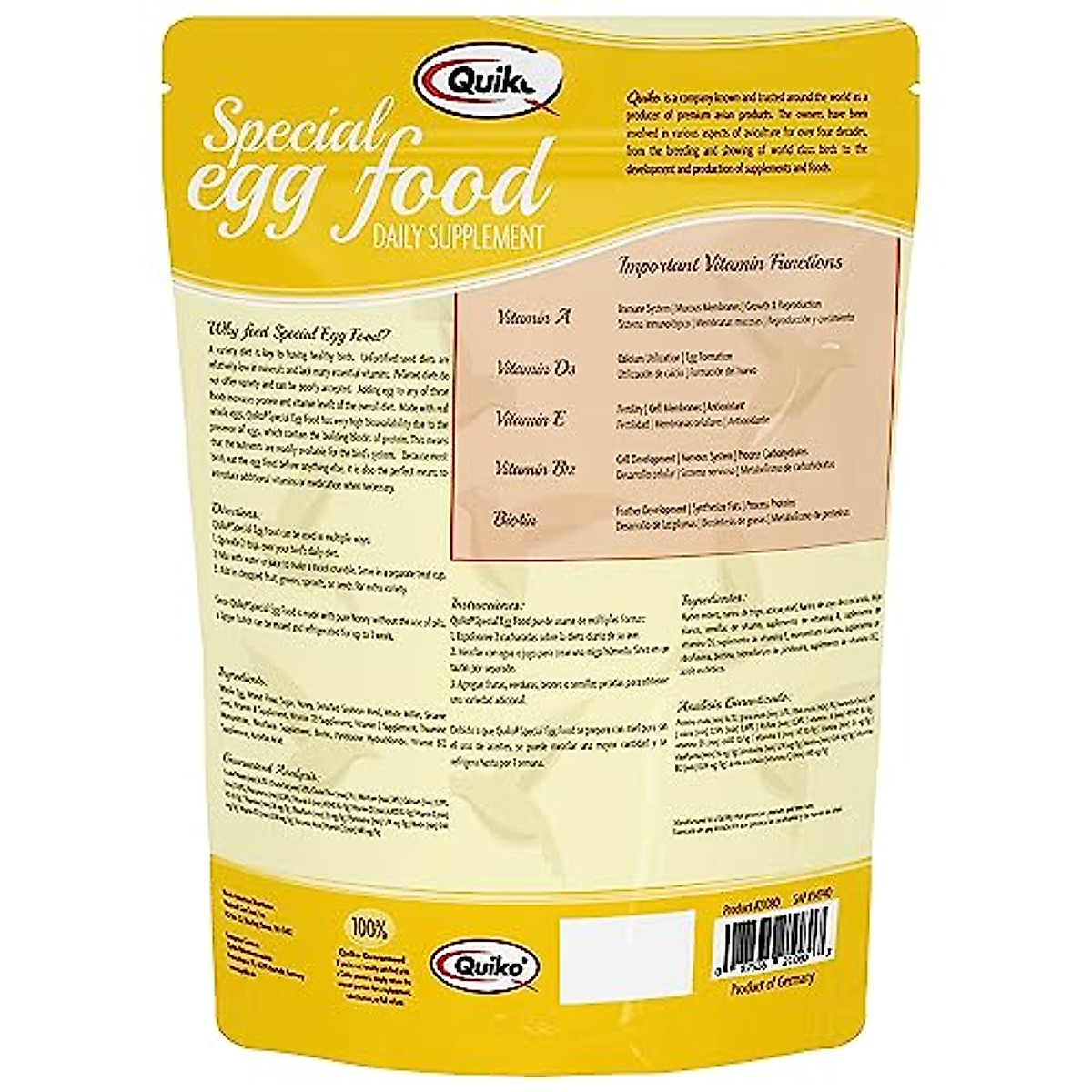 Quiko Special Egg Food Supplement For Canaries, 1.1 Lb.