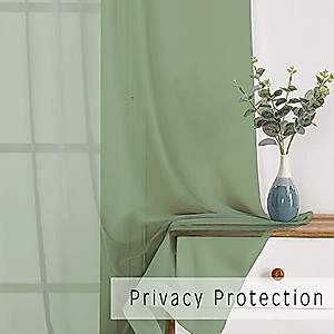 OVZME Bedroom Curtains 2 Panel Sets 84" Inch Length - Transparent Light Weight Soft Window Treatment Panels for Study Room/Living Room/Guest Room, Sage Green, Per Panel W42 X L84 inches