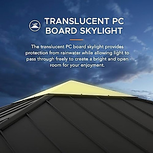 Sunjoy Outdoor Sunroom 11 ft. x 11 ft. Black Hardtop Gazebo, Rust-Resistant Aluminum Sunroom Multipurpose Studio/Hot Tub Shelter with PC Board Skylight and Mute Lock Doors by SummerCove