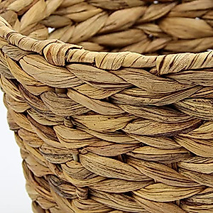Casaphoria Round Water Hyacinth Garbage Baskets for Storage Natural Woven Hyacinth Laundry Rubbish Basket Durable Circular Waste Baskets Home Beautiful Decoration Storageworks Recycling Bin