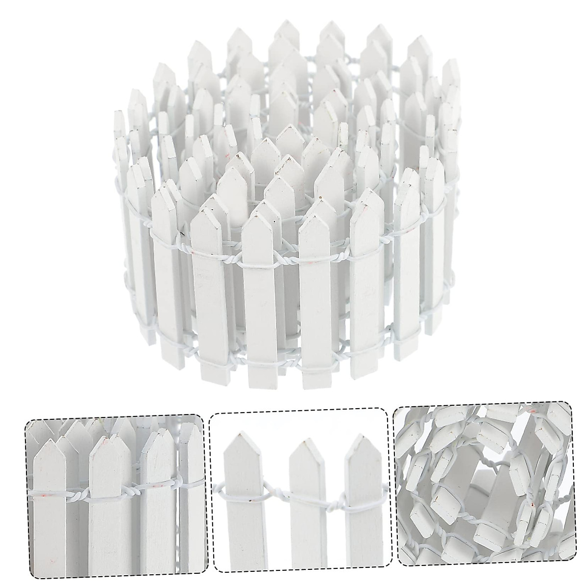 LIFKOME 2 Pcs Mini Fence Decorative Fence Fencing Wood Picket Garden Fence DIY Picket Fence Wooden Fence Wood Fence Miniature Garden Fence Short Picket Camphor Wood Child Moss White Plant